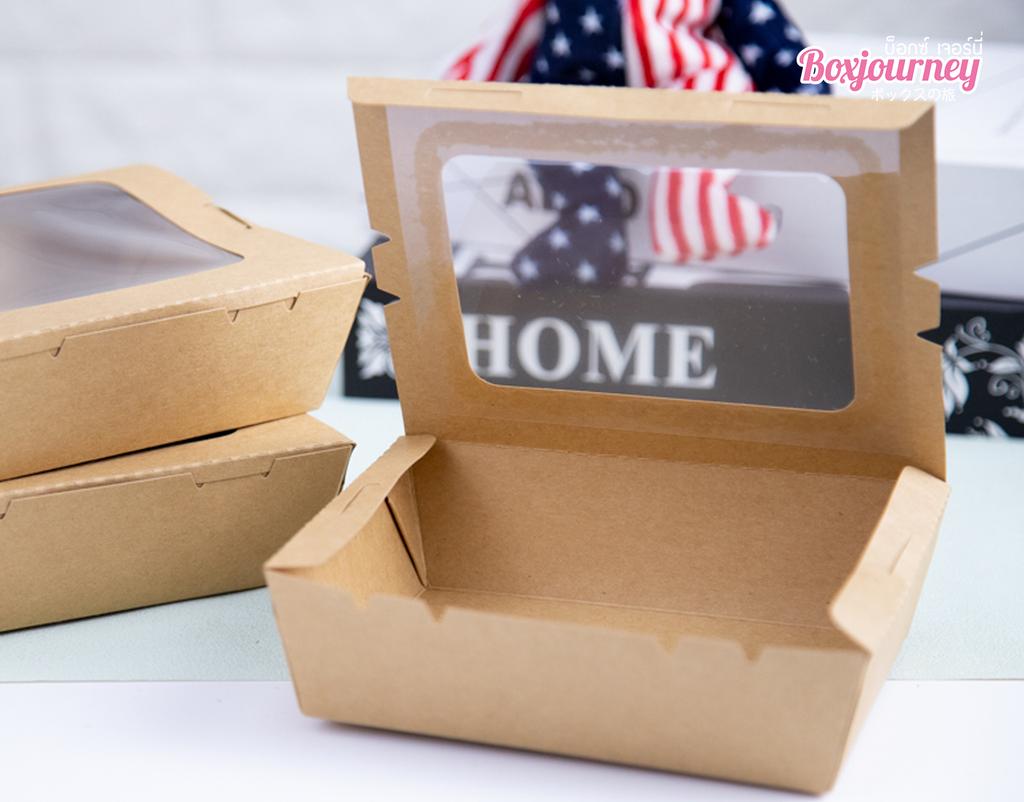 Kraft paper food box with window 900ml. Kraft paper food box for ...